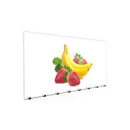 Primedeco Garderobenpaneel Magnetwand und Memoboard aus Glas Erdbeeren und Banane