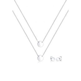 Elli Schmuckset Layer Kette Kreis Stecker Geo 925 Sterling Silber