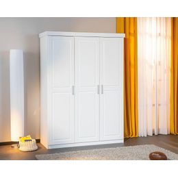 möbelando möbelando Kleiderschrank Magnus (BxHxT 140 x 190 x 55 cm) aus Massivholz in Weiss mit 3 Türen und 5 Einlegeböden