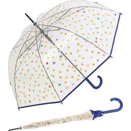 Happy Rain Stockregenschirm Emoticon-Transparentschirm mit Automatik