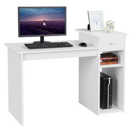 Yaheetech Schreibtisch, Computertisch mit Ablagefach und Schublade