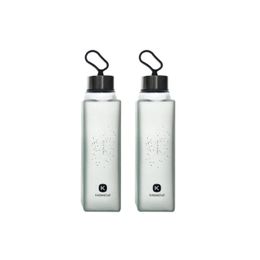 KASANOVA Trinkflasche 2er Set PURE Wasserflasche Glas Premium Grau Auslaufsicher Glasflasche Wiederverwendbar Robust Indoor Outdoor