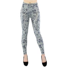 dy_mode Leggings Damen Leggings Blumen Muster Bunte Yogahose Fitness Leggins geblümt mit elastischem Bund