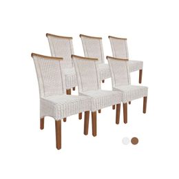 Casamia Esszimmerstuhl Esszimmer-Stühle Set Rattanstühle Perth 6 Stück Esstisch Stühle weiß K