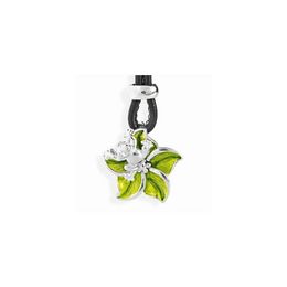 heartbreaker Kettenanhänger Anhänger Blüte mit Frosch Silber / Brandlack LD FG 37 GR