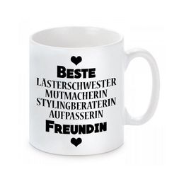Herzbotschaft Tasse Kaffeebecher mit Motiv Beste Freundin Lästerschwester Mutmacherin