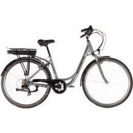 SAXONETTE E-Bike Advanced Sport, 7 Gang, Kettenschaltung, Heckmotor, 375 Wh Akku, (mit Akku-Ladegerät), E-Bike Cityrad, integriertes Rahmenschloss, Pedelec, silberfarben