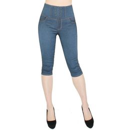 dy_mode Caprihose High Waist Damen Capri Hose 3/4 Caprihose Kurze Skinny Pants in Unifarbe