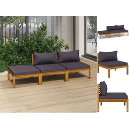 vidaXL Garten-Essgruppe 3-tlg Garten Lounge Set mit Auflage Massivholz Akazie Holz Sitzgruppe