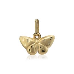 NKlaus Kettenanhänger Schmetterling klein 375 Gelb Gold Teildiamantiert