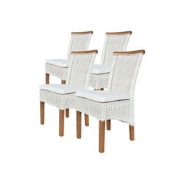 Casamia Esszimmerstuhl Esszimmer Stühle Set Rattanstühle Perth 4 Stück weiß Esstisch Stühle K