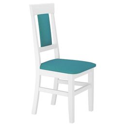 ERST-HOLZ Esszimmerstuhl Gepolsterter Massivholz-Stuhl Küchenstuhl Esszimmerstuhl Farbe türkis