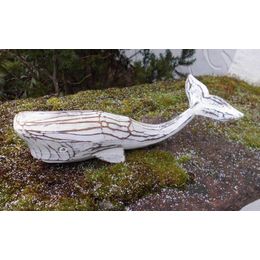 Deko-Impression Dekofigur Deko-Objekt Wal Pottwal maritime Skulptur Holz massiv Natur 30 cm (1 St)