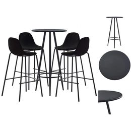 vidaXL Sitzgruppe 5-tlg Bar-Set Stoff Schwarz Barhocker Hochtisch Bartisch Küche Esszimm