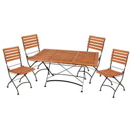 etc-shop Stuhl, 4 teilig Tisch Sitz Gruppe Eukalyptus Stühle Garten Terrasse Balkon