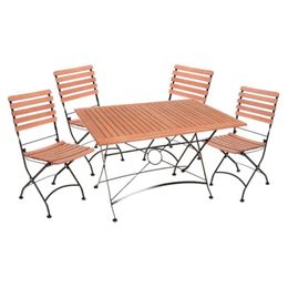 etc-shop Stuhl, Garten Möbel Set Tisch Sitz Gruppe Wien Stahl 4-Sitzer 5-teilig braun