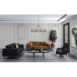 JVmoebel Wohnzimmer-Set Sofagarnitur 431 Sitzer Schwarz Luxus Modern Garnitur Stoff Gruppe neu
