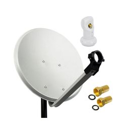 PremiumX SAT Anlage 45cm Antenne Hellgrau Single LNB weiß 2x F-Stecker SAT-Antenne