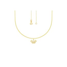 Stella-Jewellery Collier 585 Gelbgold Collierkette Krone Anhänger Zirkonia (inkl. Etui)