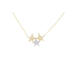 Stella-Jewellery Collier 585 Gelbgold Collierkette 3 Sterne Anhänger Zirk. (inkl. Etui)
