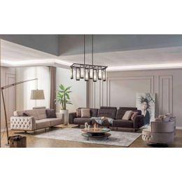 JVmoebel Wohnzimmer-Set Komplette Couchgarnitur Sofagarnitur Sofa Kunstleder Braun Weiß 4tlg