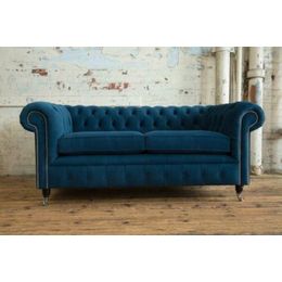 JVmoebel 3-Sitzer Blaue Chesterfield Couch Polster Sitz Garnitur Sofa Stoff 3 Sitzer
