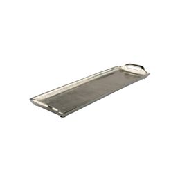 Macosa Home Dekotablett Deko-Tablett mit Griffen Silber rechteckig Aluminium Tisch-Dekoration (Dekotablett silber)