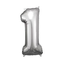 Amscan Folienballon Folienballon Zahl 1 Silber 33x83cm