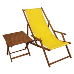 ERST-HOLZ Gartenliege Deckchair gelb mit Tisch