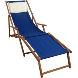 ERST-HOLZ Gartenliege Liegestuhl blau Fußteil Kissen Gartenliege Sonnenliege Relaxliege