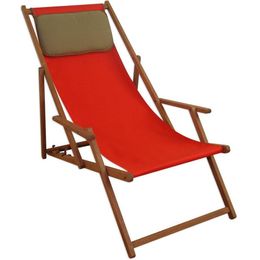 ERST-HOLZ Gartenliege Sonnenliege Deckchair rot Liegestuhl klappbare Gartenliege Strandstuhl