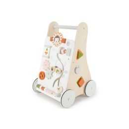 bieco Lauflernhilfe bieco Lauflernwagen Holz ab 1 Jahr Multifunktionale Baby Lauflernhilfe Laufwagen für Babys zur Förderung der Motorik Baby Gehhilfe mit Gummibereifung Activity Lauflernhilfe für Babys