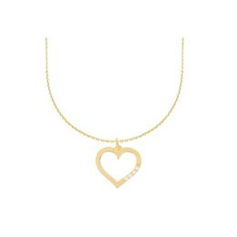 Stella-Jewellery Collier 585er Gold Collierkette mit Herz Anhänger Zirkonia (inkl. Etui)