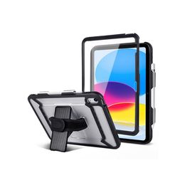 Wigento Tablet-Hülle Für Apple iPad 10.9 2022 10 Gen. aufstellbare Outdoor Hybrid Transparent / Schwarz Tablet Tasche Etuis