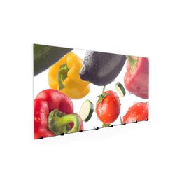 Primedeco Garderobenpaneel Magnetwand und Memoboard aus Glas Gemüse schwebend