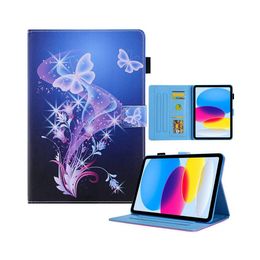 Wigento Tablet-Hülle Für Apple iPad 10.9 2022 10. Generation Kunstleder Tablet Cover Tasche Motiv 11 Hülle Case Etuis
