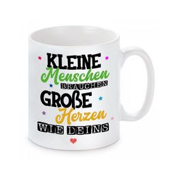 Herzbotschaft Tasse Kaffeebecher mit Motiv Kleine Menschen brauchen große Herzen wie deins