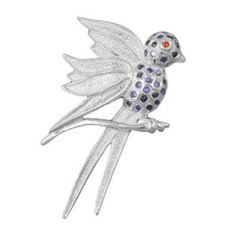 Schmuck Krone Kettenanhänger Anhänger Vogel mit lila violett Steinen aus echtem 925 Silber für Damen