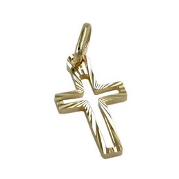 Schmuck Krone Kettenanhänger Kreuz Anhänger Kettenanhänger diamantiert aus 585 Gold Gelbgold Goldanhänger