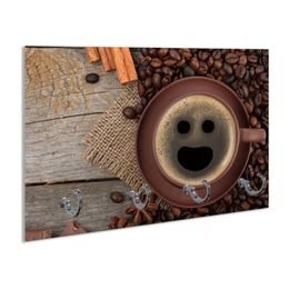 Wallario Handtuchhalter Lustige Kaffeetasse mit einem Lächeln