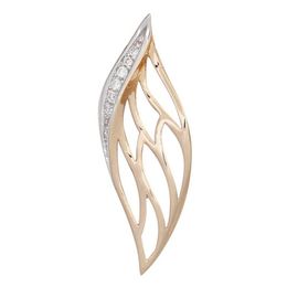 Schmuck Krone Kettenanhänger Anhänger Blatt mit Spitzen 8 Diamanten Brillanten 585 Gold Rotgold Damen