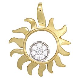 Schmuck Krone Kettenanhänger Anhänger Sonne mit 8 Diamanten Brillanten 585 Gold Gelbgold Damen Goldanhänger