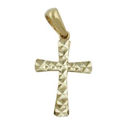 Schmuck Krone Kettenanhänger Anhänger Kreuz aus 375 Gold Gelbgold 15x11mm diamantiert Goldschmuck Unisex