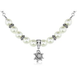 LUISIA® Perlenkette Halbperlenkette "Juliana" mit Edelweißanhänger mit Swarovski® Kristallen (1-tlg.