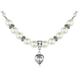LUISIA® Perlenkette Halbperlenkette Juliana mit Herzanhänger mit Swarovski® Kristall (inkl. Schmuckbox