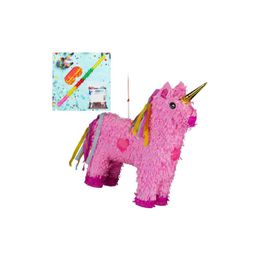 Relaxdays Papierdekoration 4-tlg. Pinata Set Einhorn