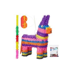 Relaxdays Papierdekoration 4 tlg. Pinata Set Esel