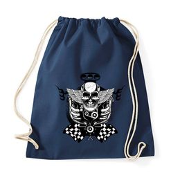 Youth Designz Turnbeutel Totenkopf Motor Baumwoll Tasche Turnbeutel