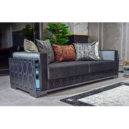 JVmoebel 3-Sitzer Grau Sofa 3 Sitzer Luxus Möbel Wohnzimmer Dreisitzer Metall mit Textil