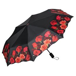 VON LILIENFELD Taschenregenschirm Motivschirm Rosenbouquet Blüten Blumen Leicht Kompakt